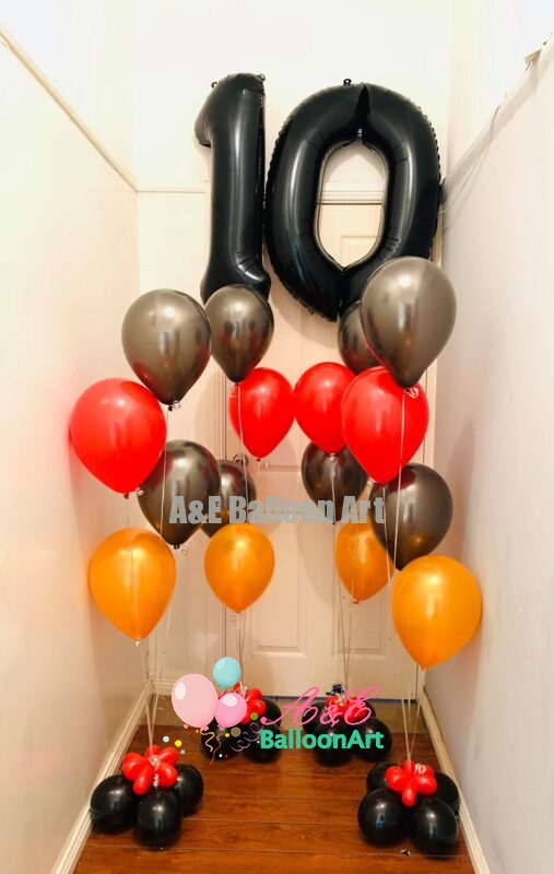 Number 10 With Helium Balloon (Design Code: N158) - A&E BalloonArt