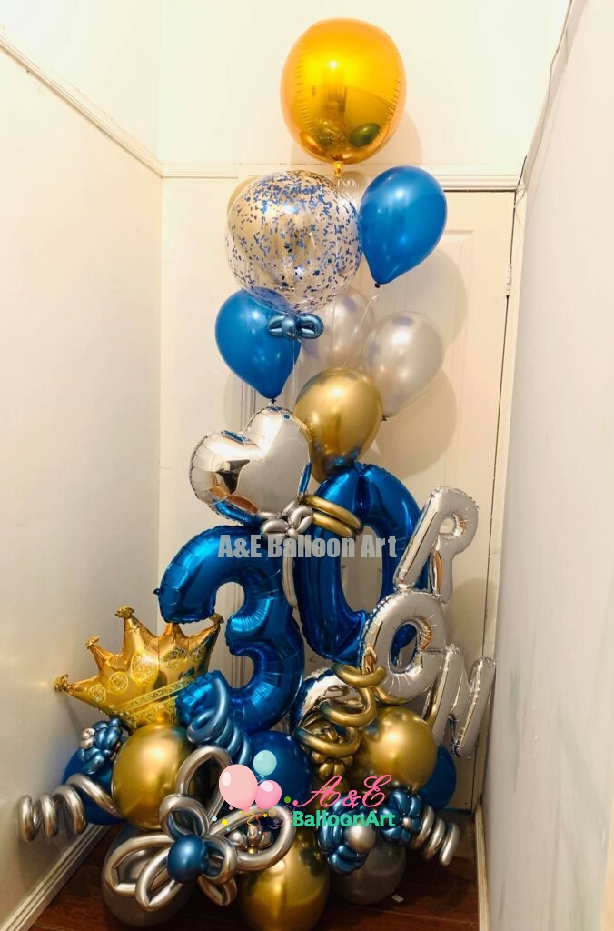 Number 30 Design With Letters And Helium Balloons (Design Code: N140 ...