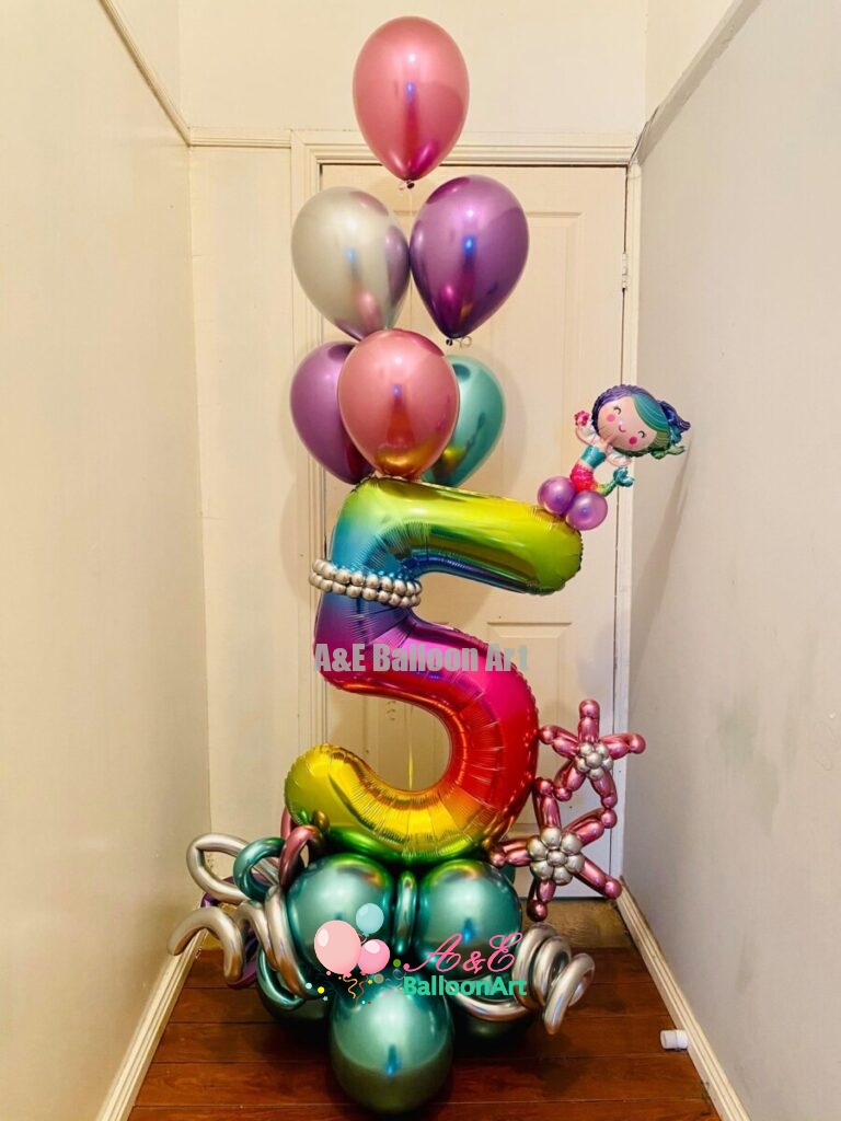 Number 5 Design With Mermaid Balloon Character (Design Code: AC74) - A ...
