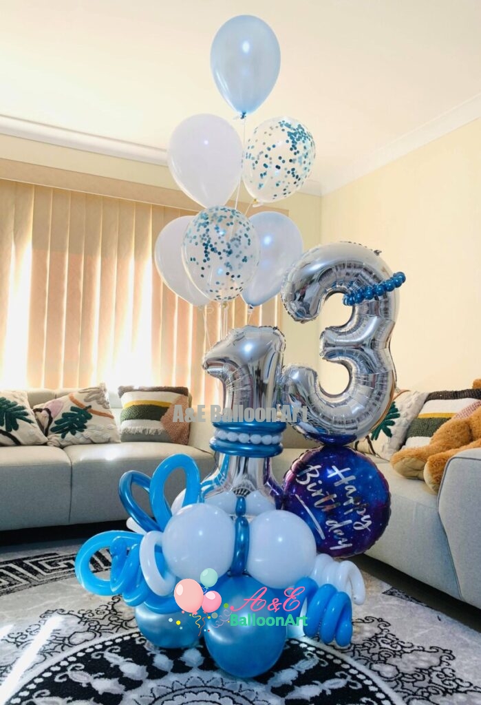 Number 13 Design With Helium Balloons (Design Code: N89) - A&E BalloonArt