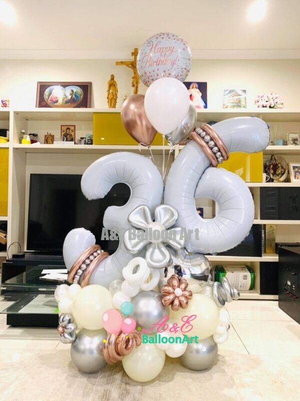 Number 36 Design With Flowers (Design Code: N85) - A&E BalloonArt