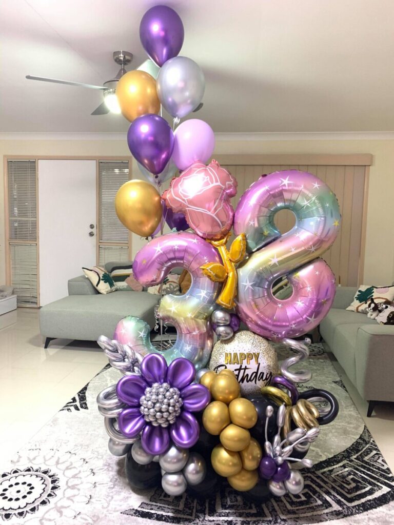 Number 38 Design With Beautiful Flowers (Design Code: N59) - A&E BalloonArt