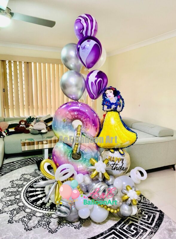 Number 8 Design With Princess (Design Code: AC39) - A&E BalloonArt