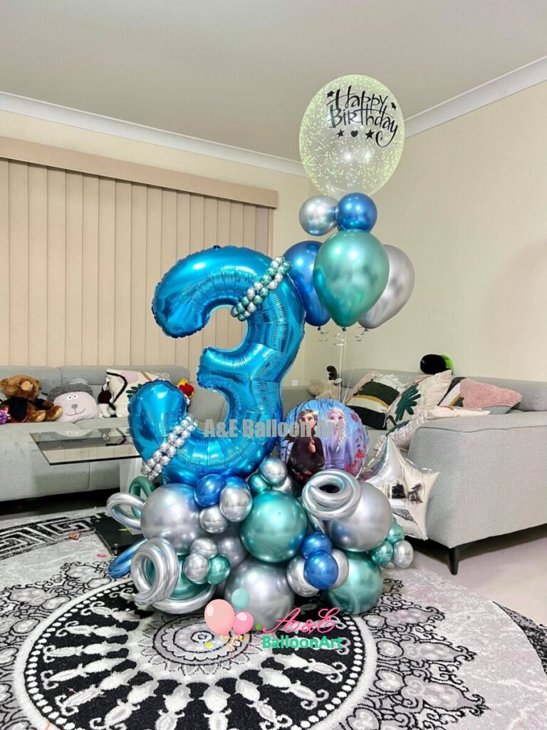 Number 3 Design With Princess Elsa (Design Code: AC18) - A&E BalloonArt