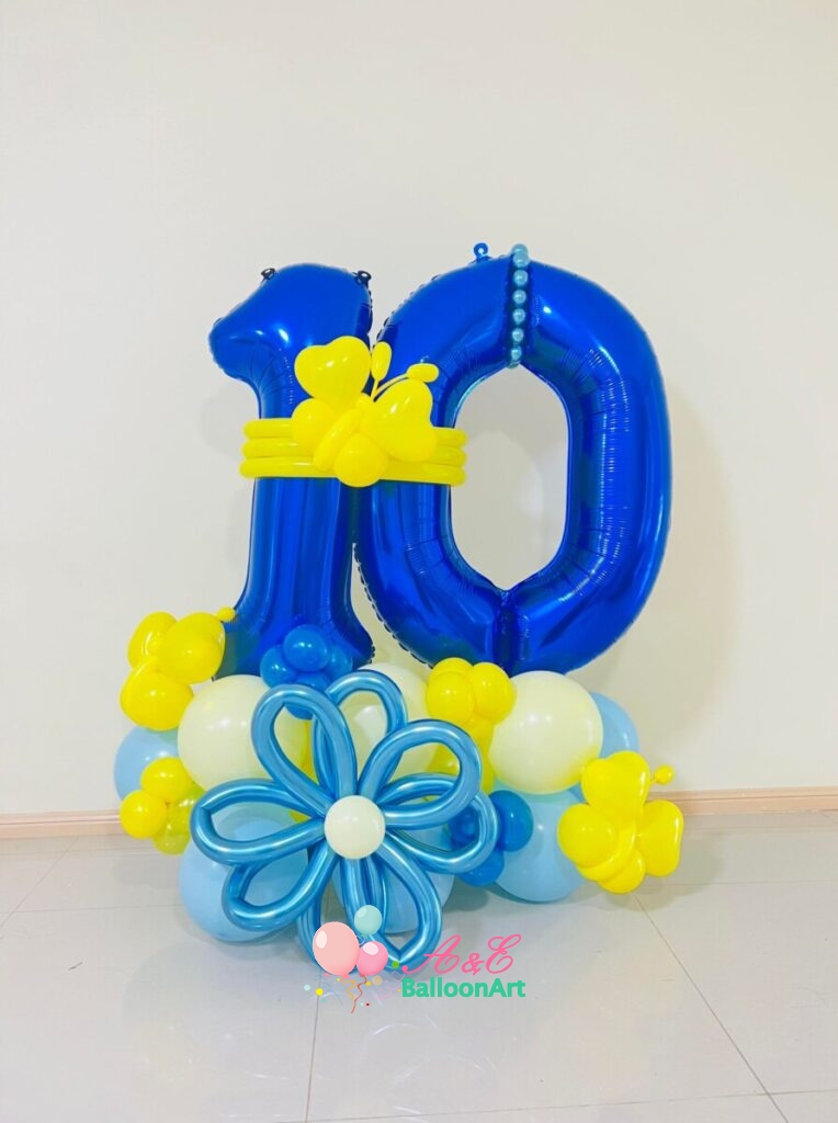 Number 10 Design With Butterflies (Design Code: N267_4) - A&E BalloonArt