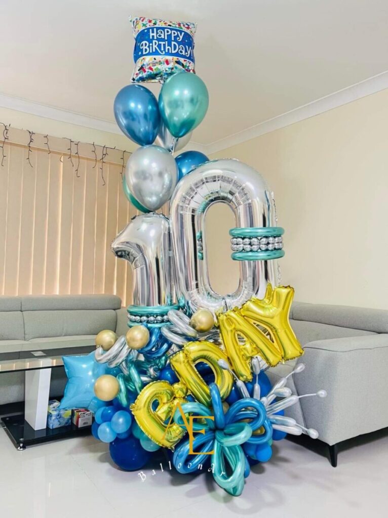 Number 10 Design With Blue Color (Design Code: N271) - A&E BalloonArt