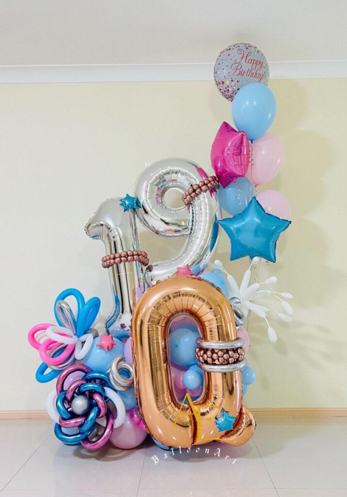 Number 19 Design With Flower (Design Code: N267_1) - A&E BalloonArt