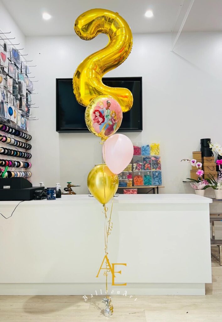 Number 2 With Princess Helium Ballon(Design Code:HP_02) - A&E BalloonArt