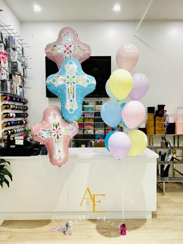 Helium With Cross Shaped Balloons(Design Code:HCS) - A&E BalloonArt