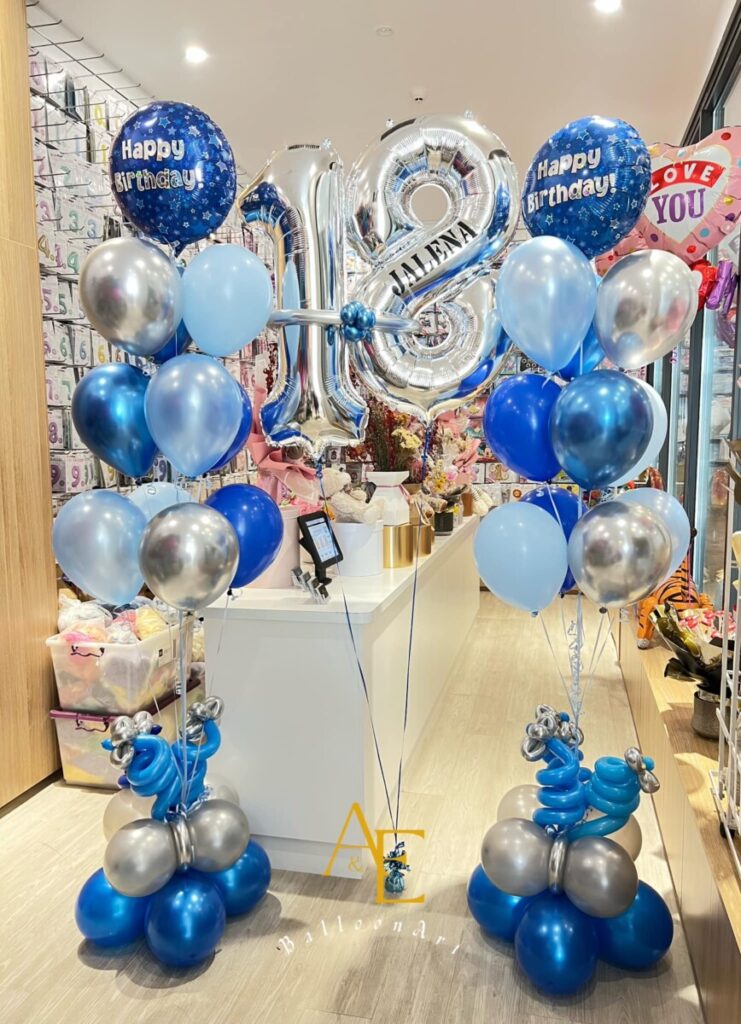 Number 18 Printed With Helium Balloons (Design Code:HN18) - A&E BalloonArt