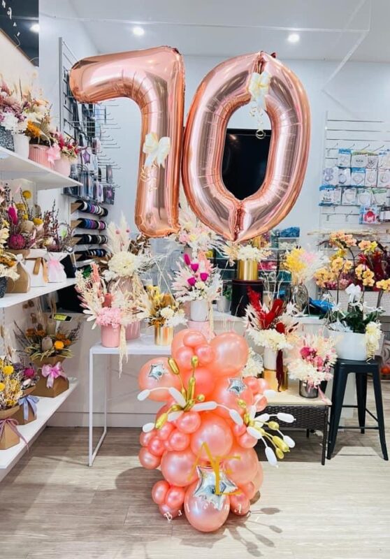 Number 70 Design With Helium Balloon(Design Code: N70_D01) - A&E BalloonArt